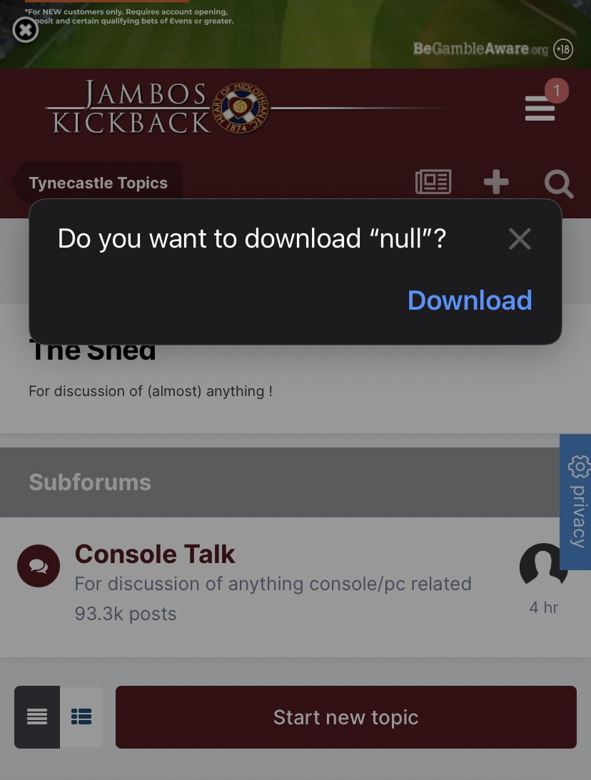 Do you want to download “null”? - The Shed - Jambos Kickback