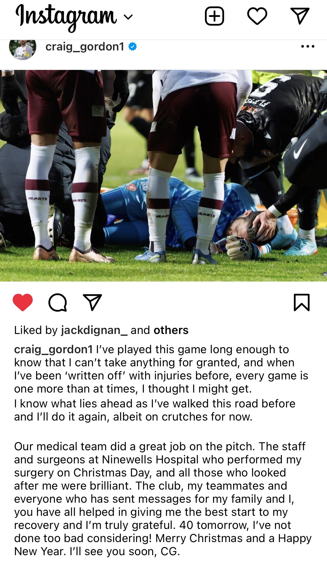 Craig Gordon double leg fracture confirmed - out for the season - Page ...