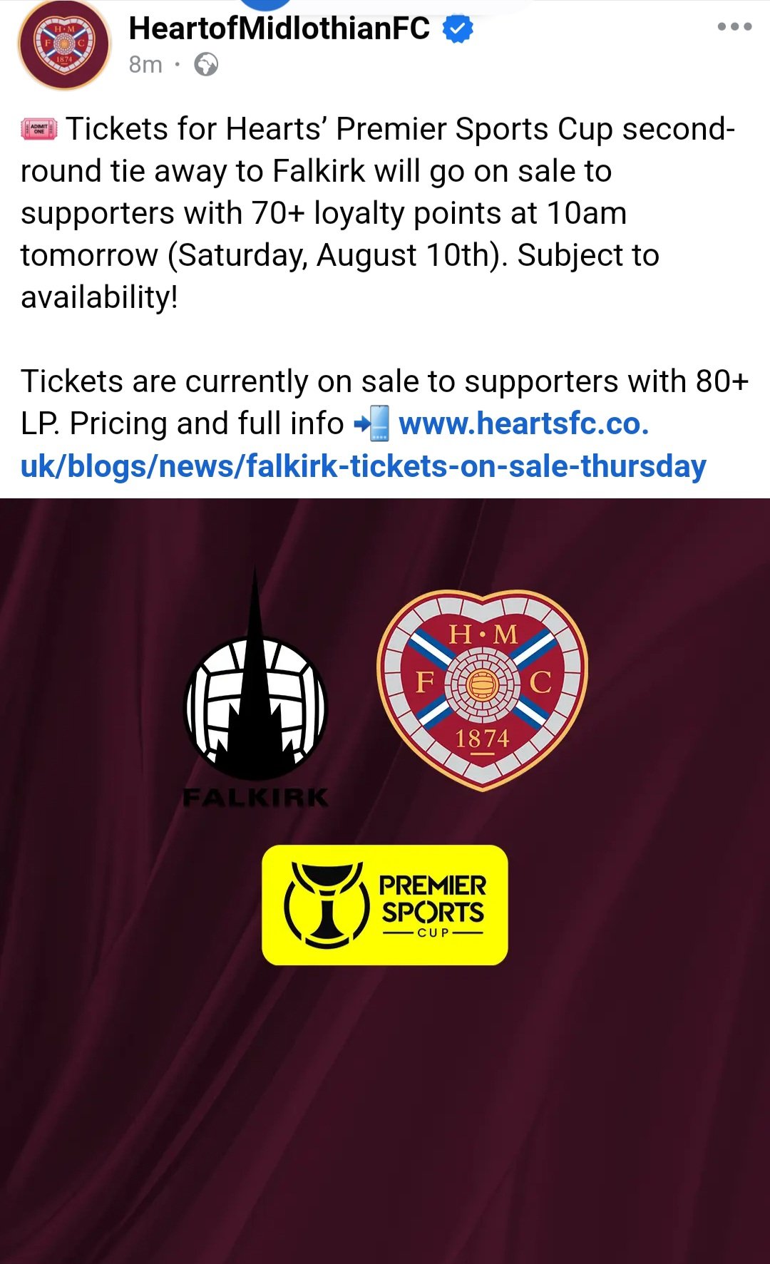 Falkirk Tickets - Sold Out!! - Page 3 - The Terrace - Jambos Kickback