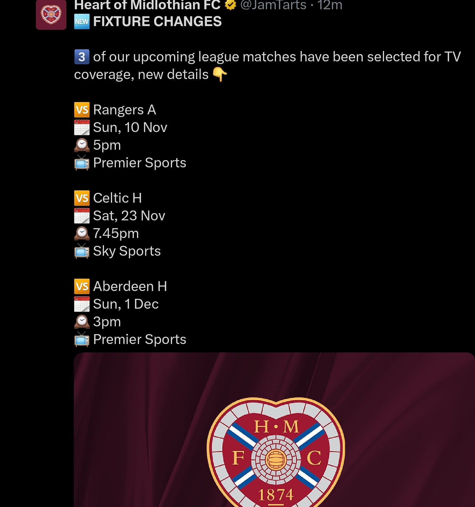 TV Fixture Changes Rangers, Celtic and Aberdeen. - The Terrace - Jambos ...
