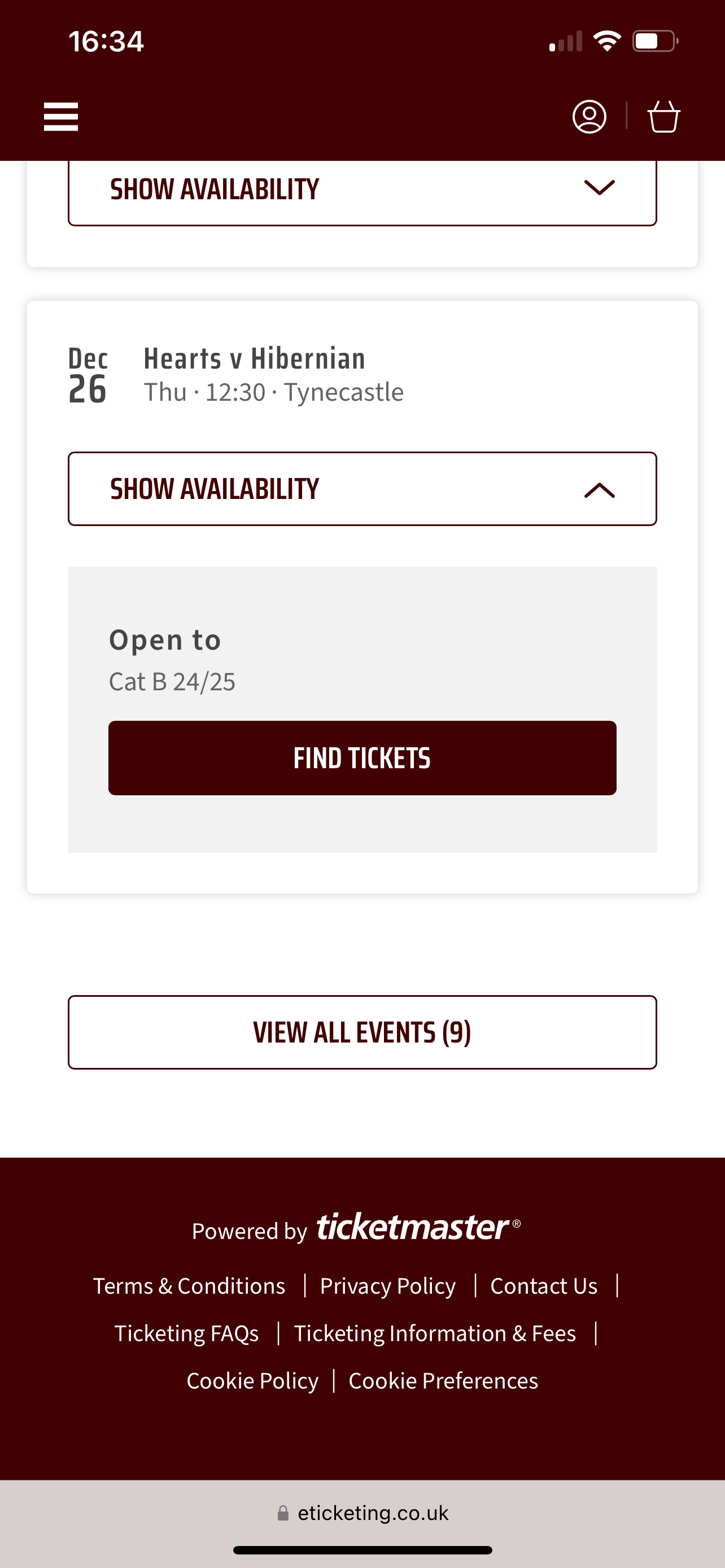 Hibs tickets now available - The Terrace - Jambos Kickback