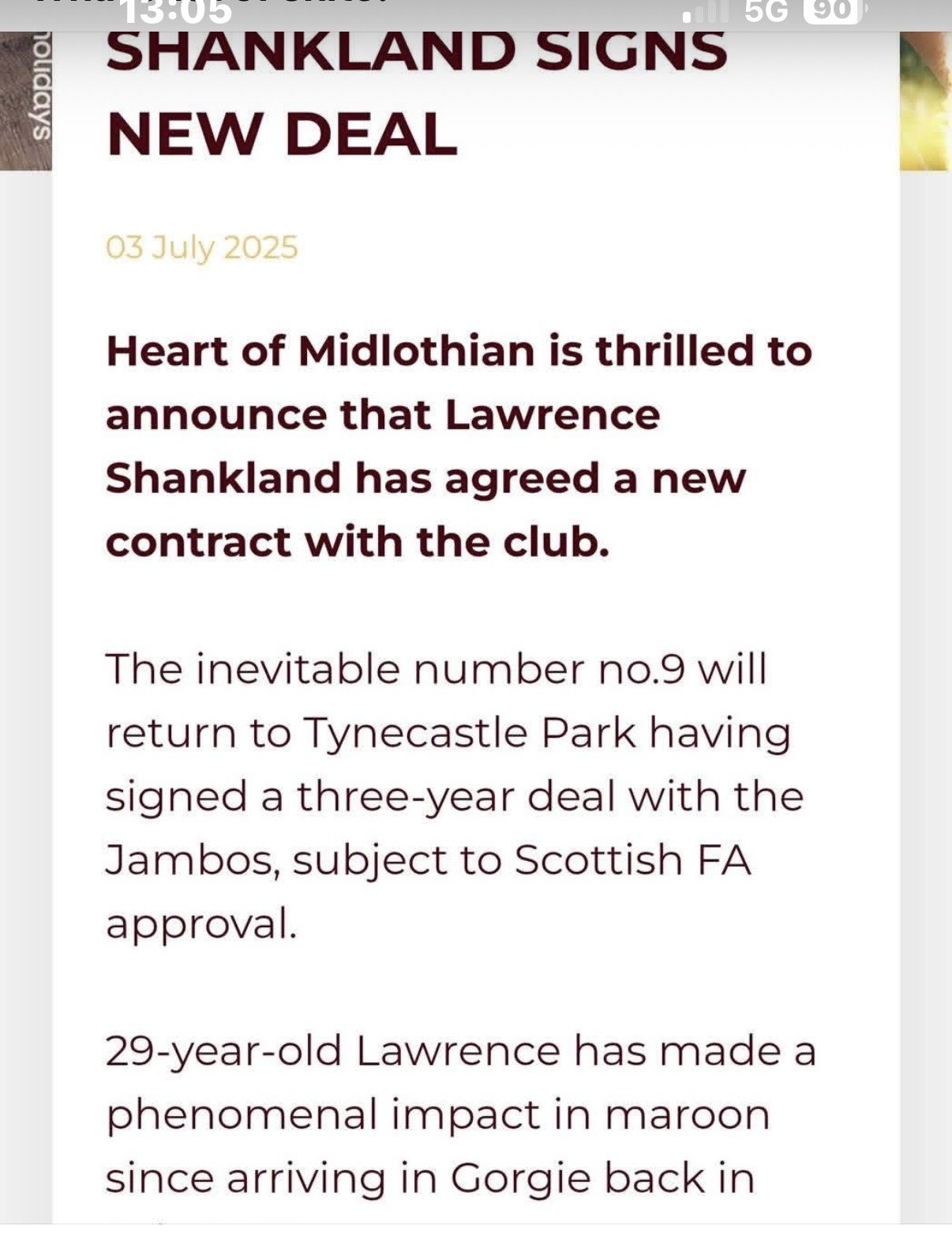 Lawrence Shankland - 2 Year Deal (plus additional Year Option) Imminent ...